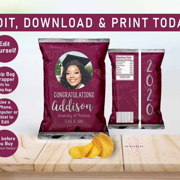 Graduation Chip Bags - Etsy
