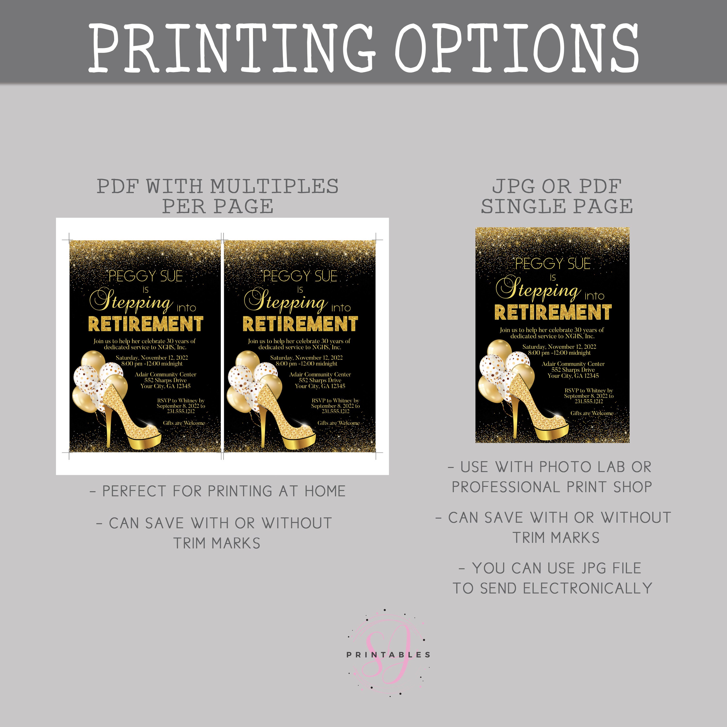 Gold RETIREMENT Party Invitation Stepping Into Retirement - Etsy