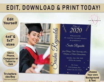 Mini Graduation Party Invitation With Photo Vertical, With Rusic ...