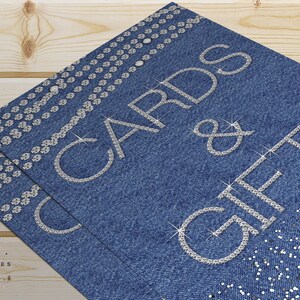 INSTANT Denim and Diamonds Cards and Gifts Table Sign, Party Decor ...