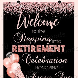 Stepping Into RETIREMENT Welcome Sign, Retirement Welcome Party Sign ...
