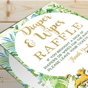 Lion King Baby Shower Diaper AND Wipes Raffle Sign and Card, Lion Baby ...