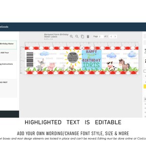 Barnyard Bash Birthday Water Bottle Labels, Farm Water Wrapper, Farm ...