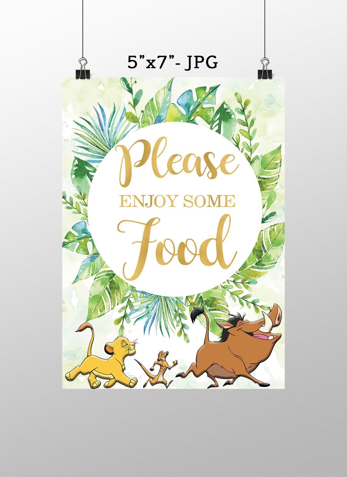 Lion King INSTANT DOWNLOAD Food Sign Food Shower Sign Please - Etsy