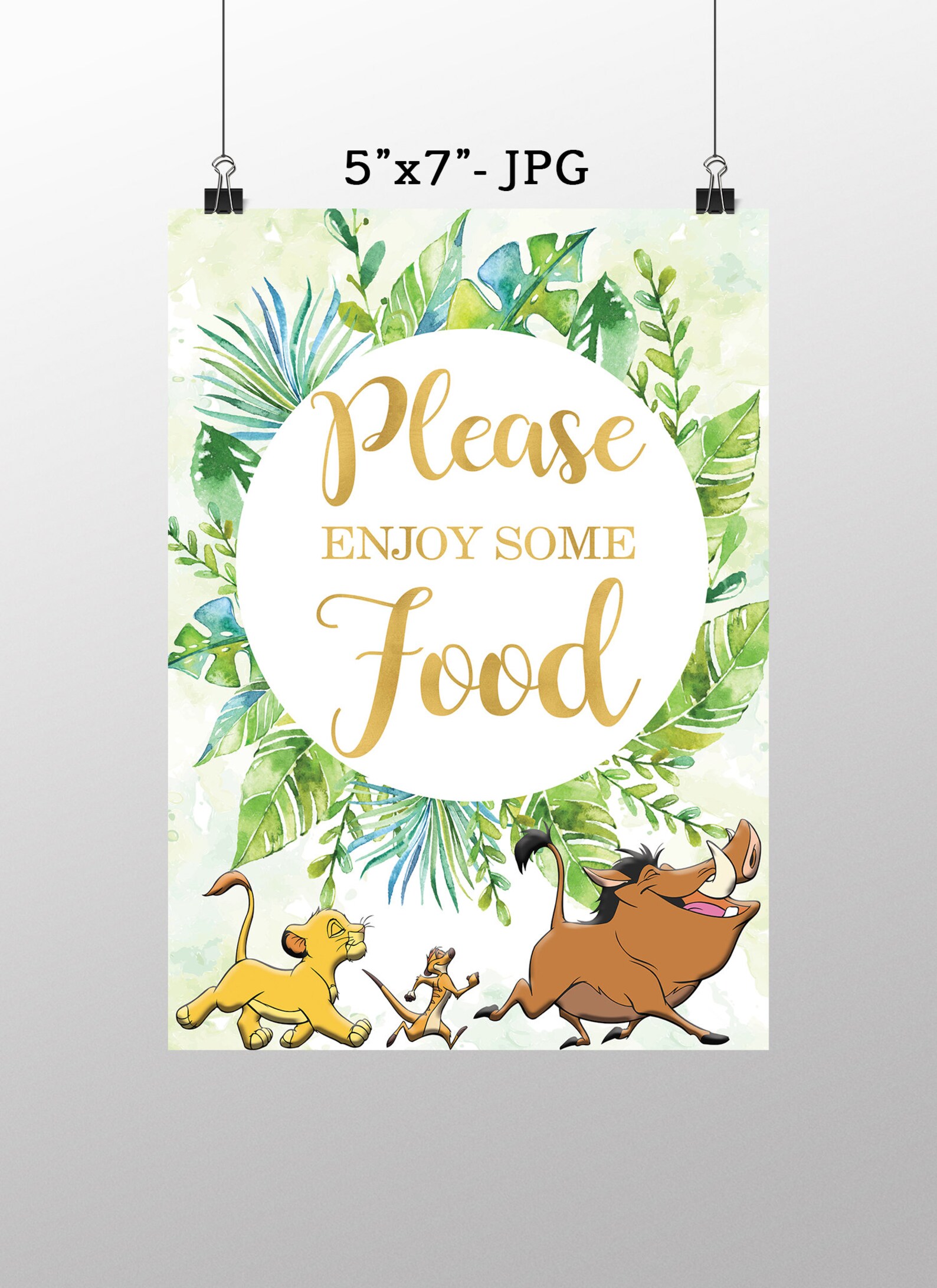 Lion King INSTANT DOWNLOAD Food Sign Food Shower Sign Please - Etsy