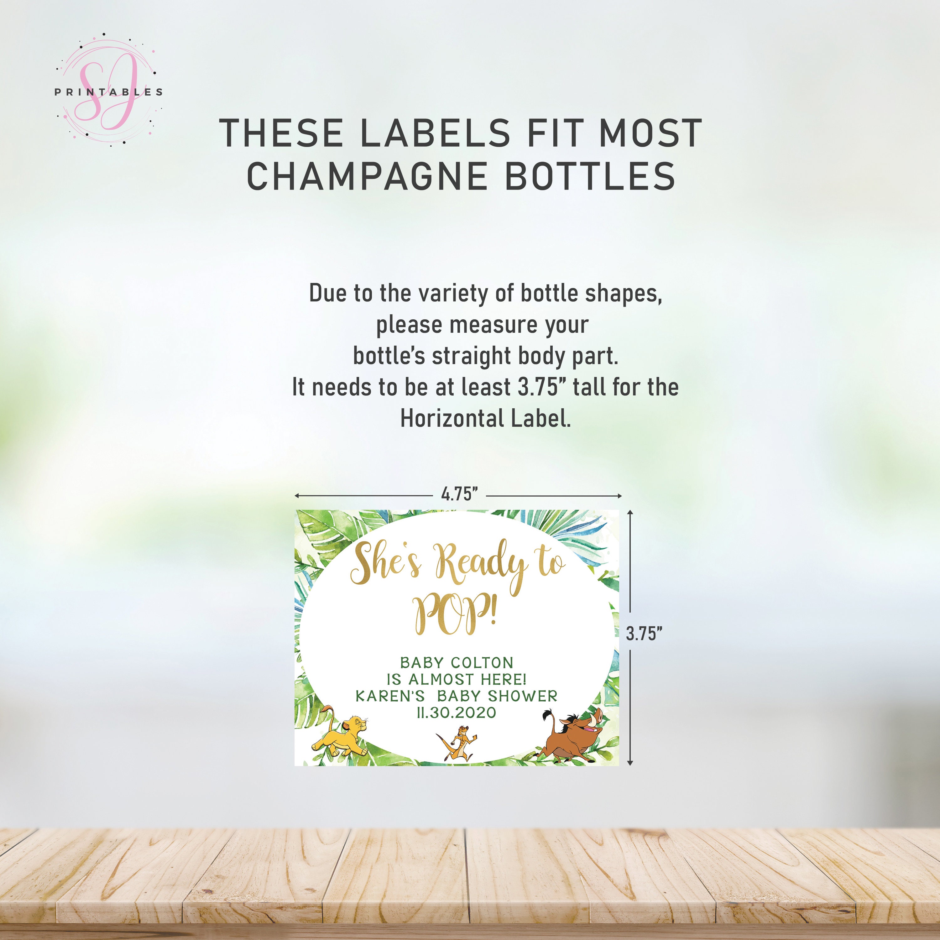 Lion King Baby Shower FULL Champagne Labels, Baby Shower Favors, Ready ...