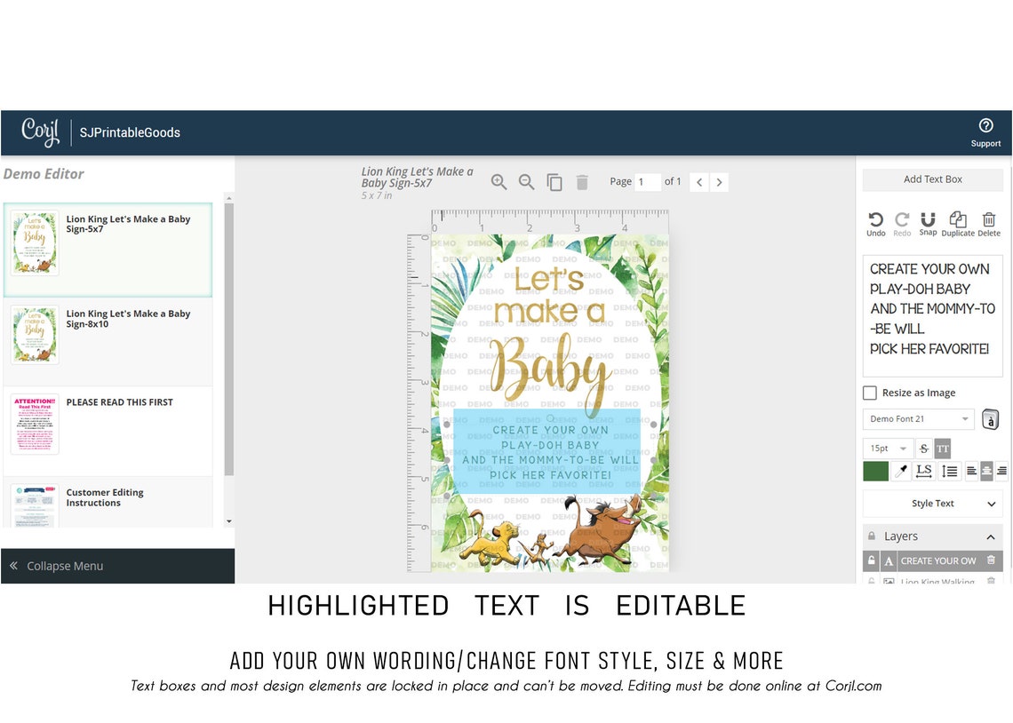 Lion King Let's Make a Baby Sign, Let's Make a Baby Baby Shower Sign ...
