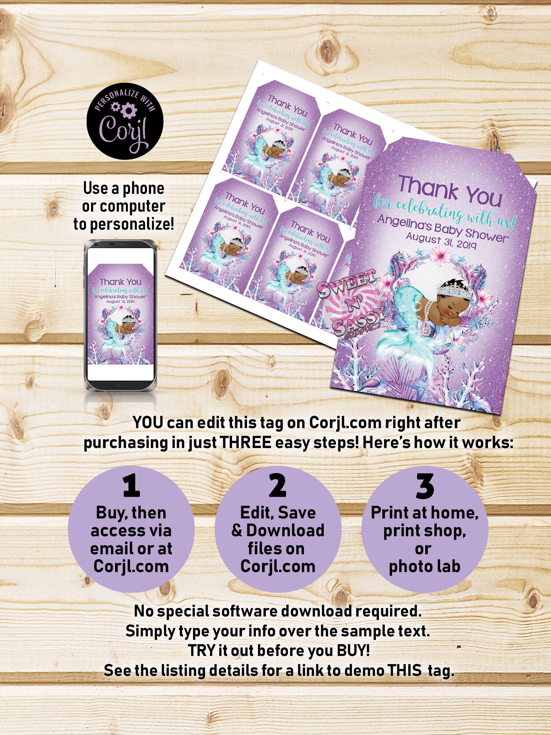 Mermaid Tags Mermaid Baby Shower Printable Mermaid Gift Tag | Etsy