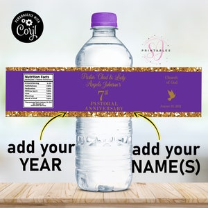Pastoral Anniversary Gold and ANY COLOR EDITABLE Water Bottle Labels ...