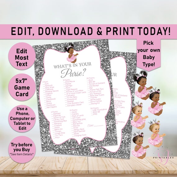 What's in Your Purse Baby Shower Game Whats in Your | Etsy