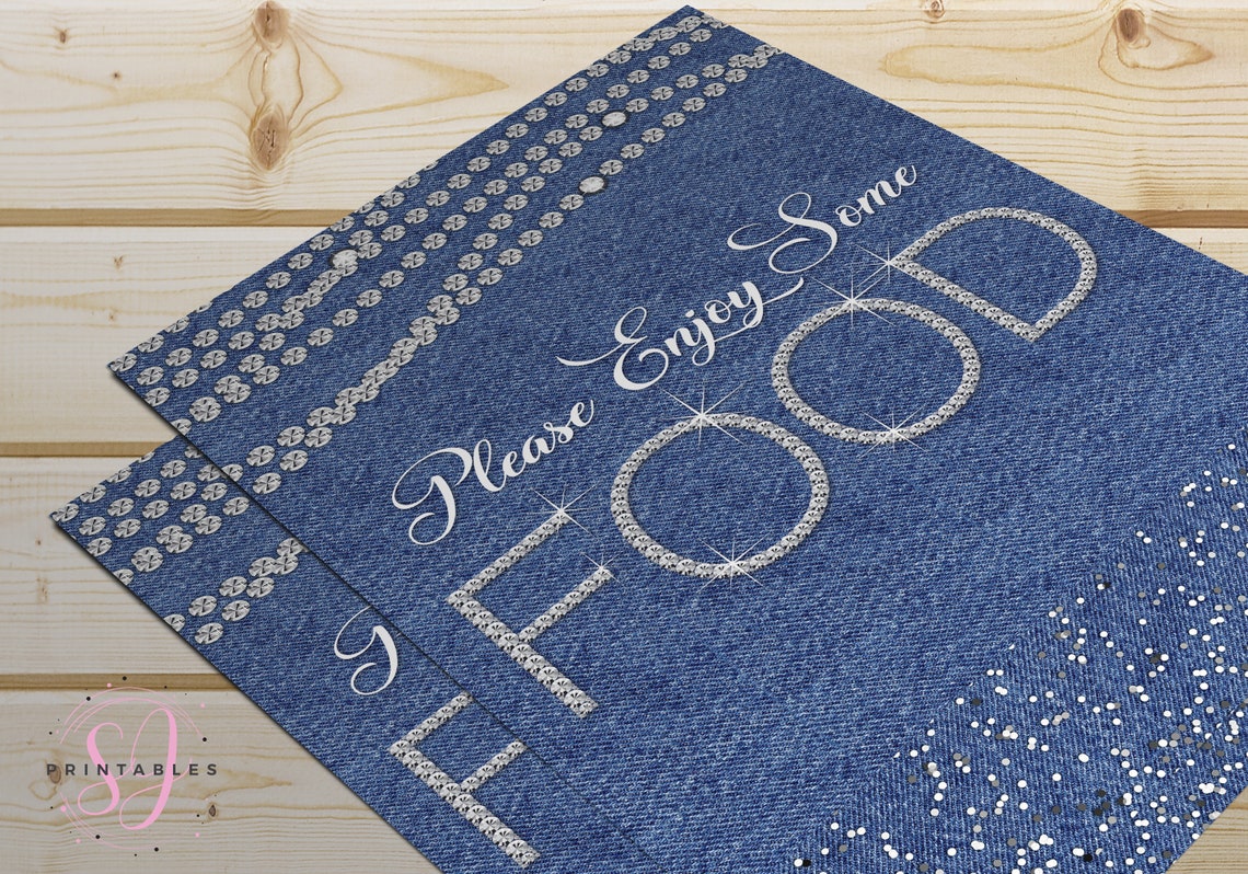 INSTANT Denim and Diamonds Food Table Sign Food Sign Party | Etsy