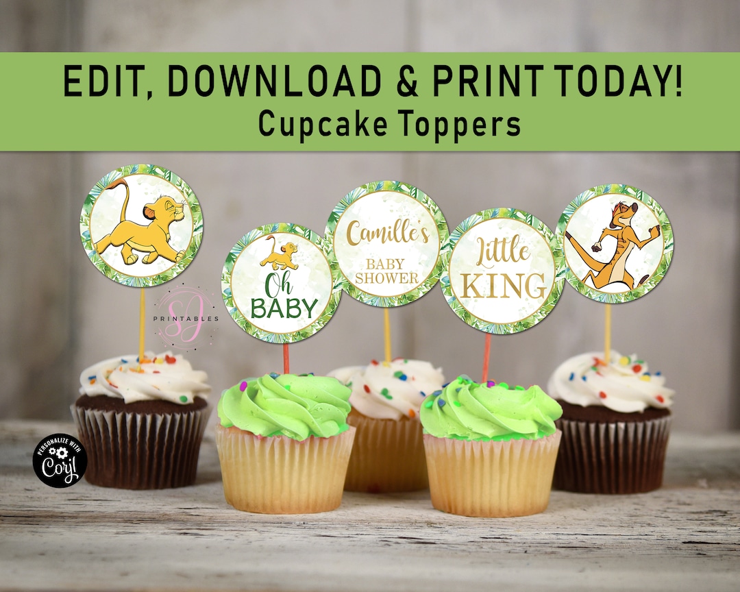BABY SHOWER Lion King EDITABLE Cupcake Toppers, Little King, Toppers ...