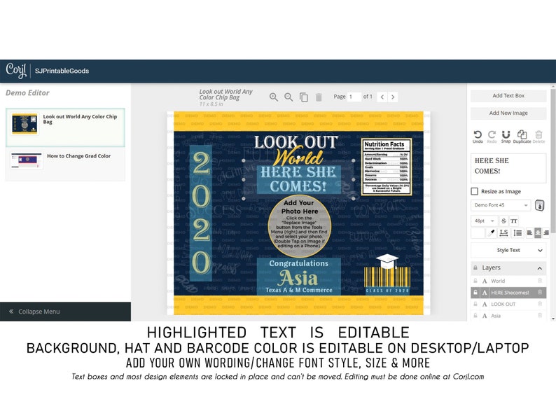 Look Out World Graduation Chip Bag Wrapper Change to Your - Etsy