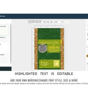 RING POP Wrapper Label, Gold Glitter and ANY Other Color Graduation ...