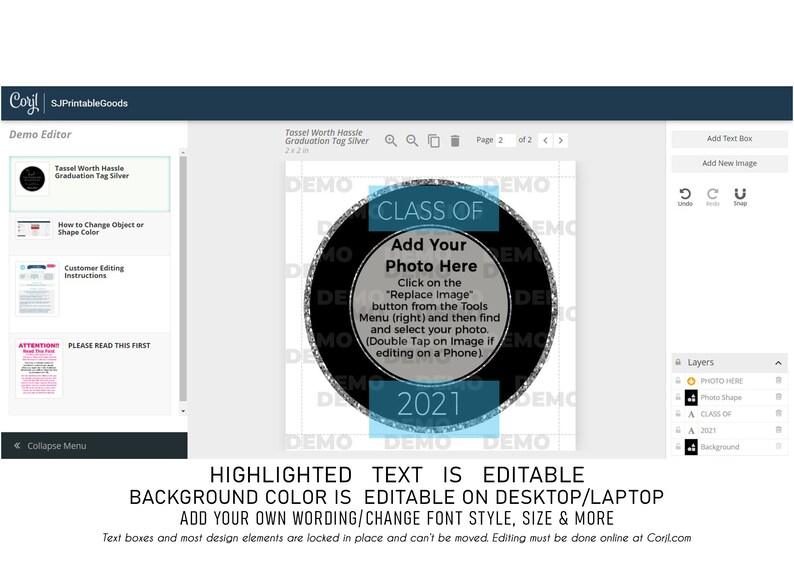 Silver Glitter and ANY COLOR Graduation Stickers or Tags, Class of 2025 ...