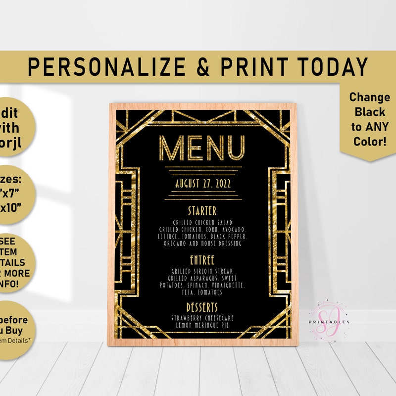 Art Deco Menu - Etsy