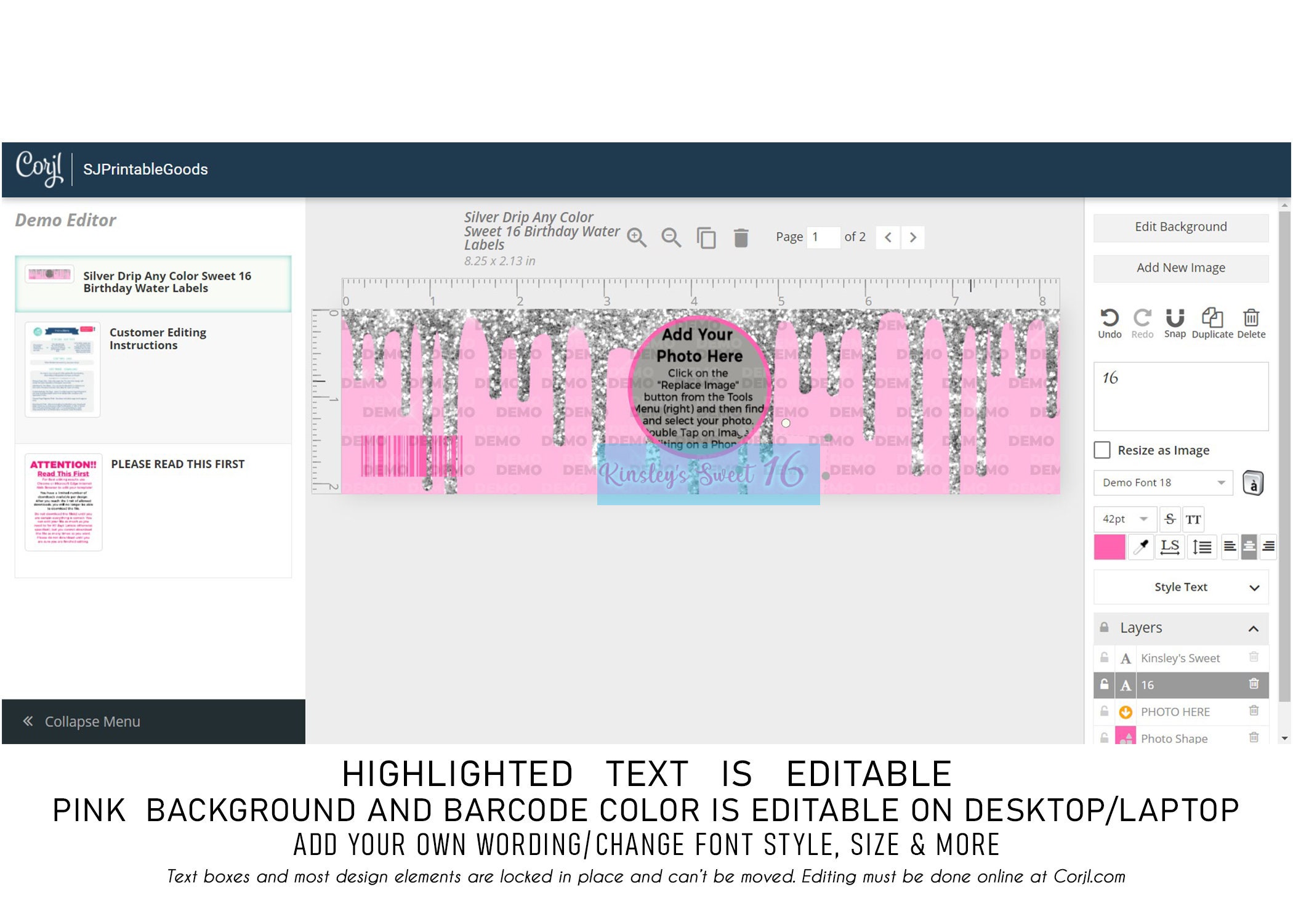 Silver Drip Glitter and ANY COLOR Birthday EDITABLE Water | Etsy