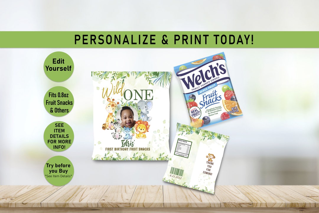 Wild ONE Birthday Fruit Snacks Wrapper, Wild One Birthday Favor, Fruit ...