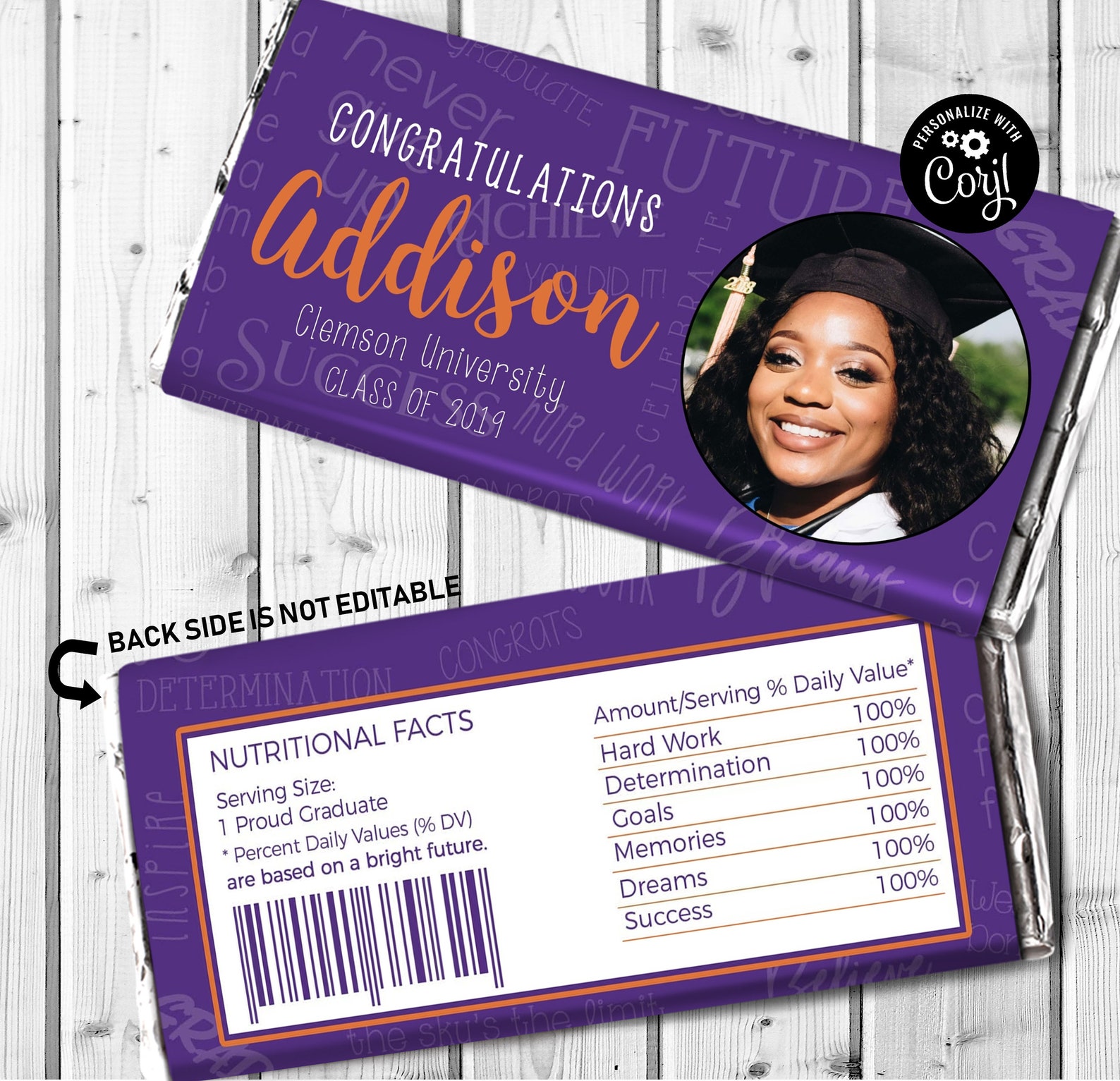 Congratulations Grad Candy Bar Wrapper Purple Orange - Etsy