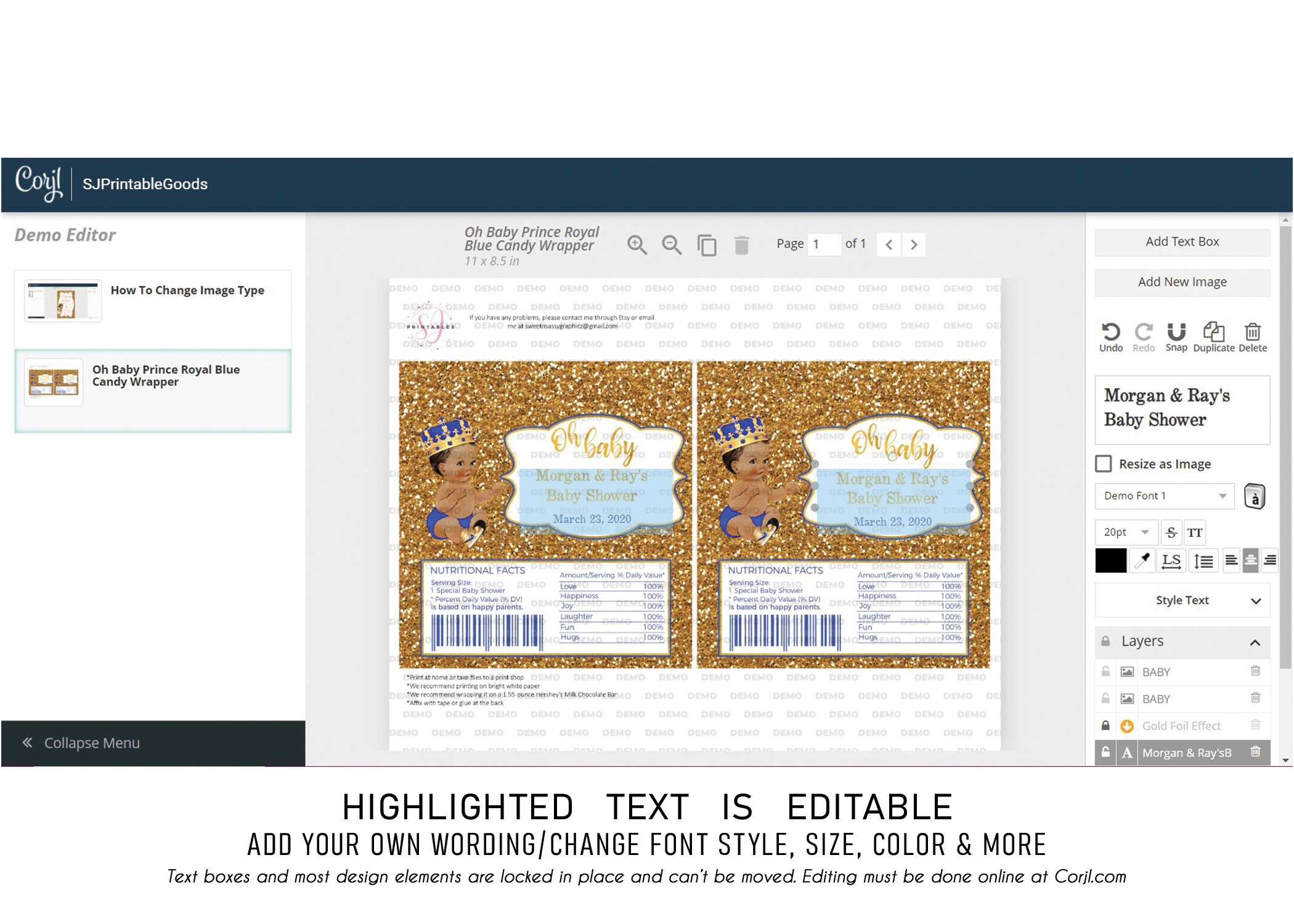 Prince HERSHEY Candy Bar WRAPPER Baby Shower Candy Bar Royal - Etsy