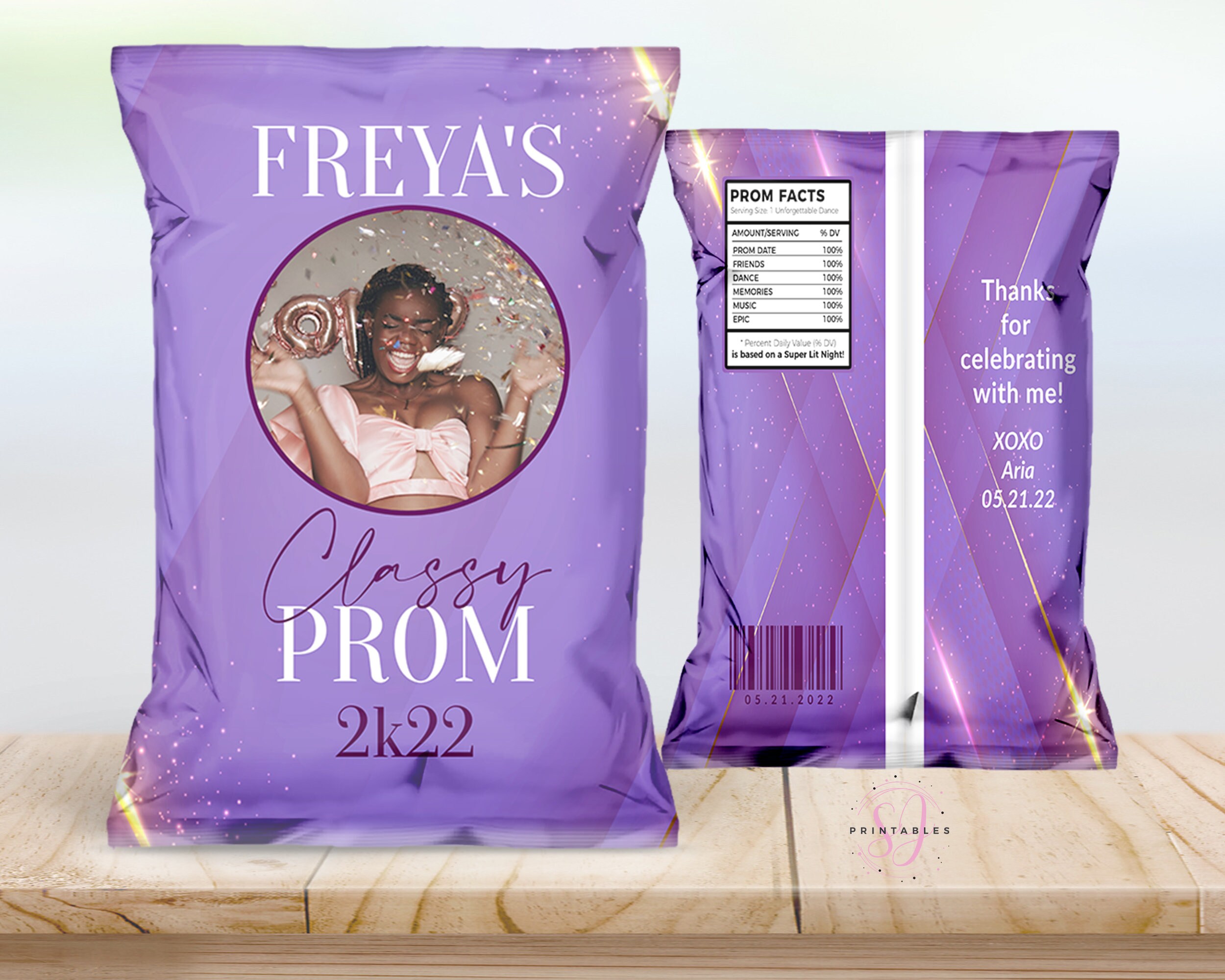 Purple and Gold PROM Chip Bag Wrapper Prom Favor Bag Prom | Etsy