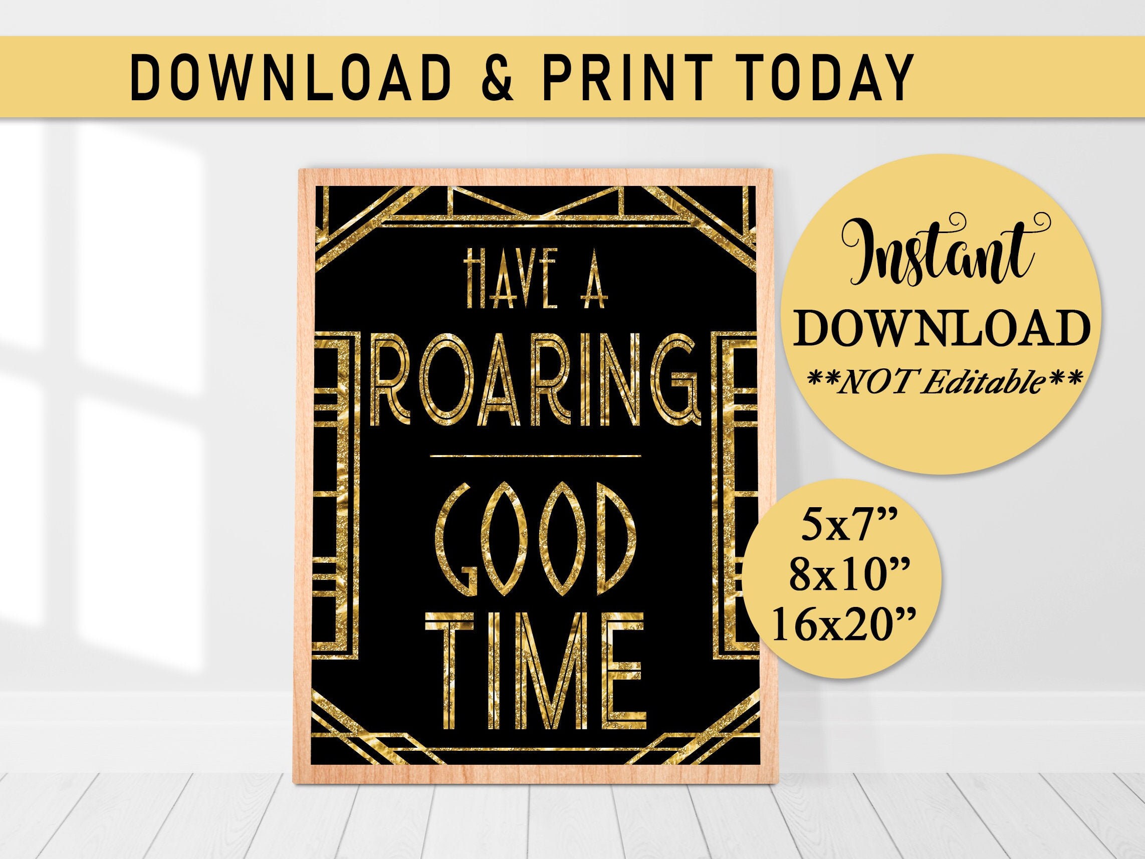 Great Gatsby Roaring Good Time Sign Gatsby Party Roaring | Etsy