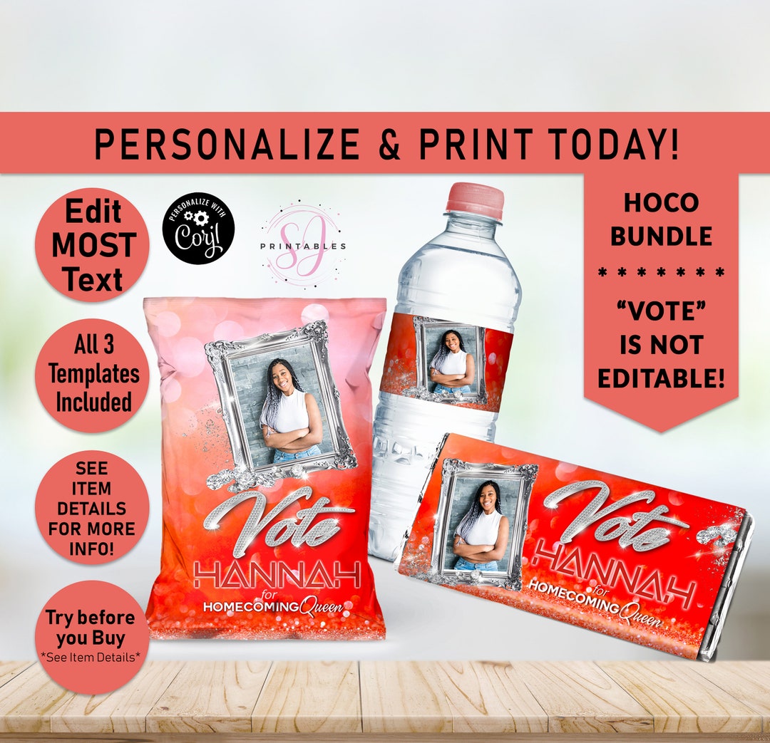 Vote HOMECOMING Queen BUNDLE, Red, Silver, Hershey Candy Wrapper, Chip ...
