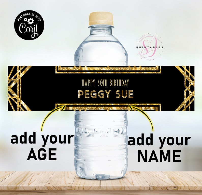 Great Gatsby Art Deco Water Labels Gold ANY AGE Labels - Etsy