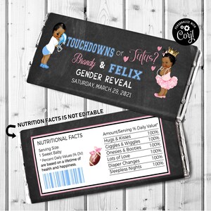 Touchdowns or Tutus Gender Reveal Baby Candy Bar Wrapper, Football ...