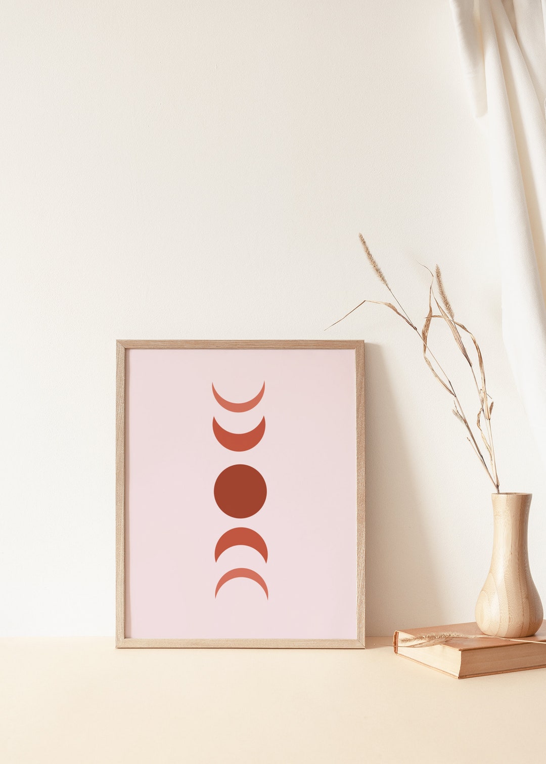 Red Moon Phases Printable Modern Abstract Wall Art - Etsy