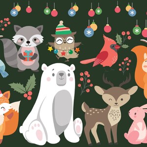 Christmas Clip Art, Holiday Winter Set, Christmas Card, Woodland ...