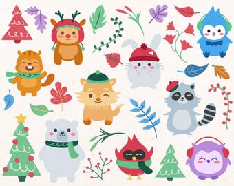61christmas Clipart Set Holiday Clipart Cute Christmas Clip - Etsy