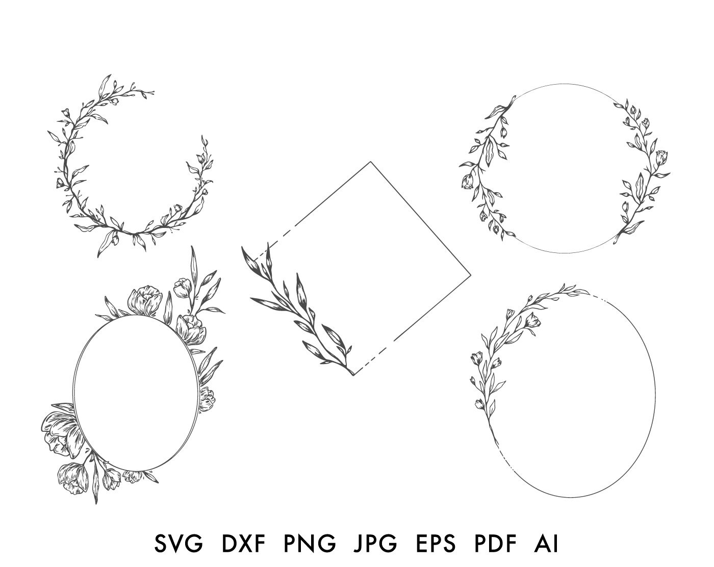 SVG Flower Border Flower Frame SVG Border Svg Frame Svg | Etsy