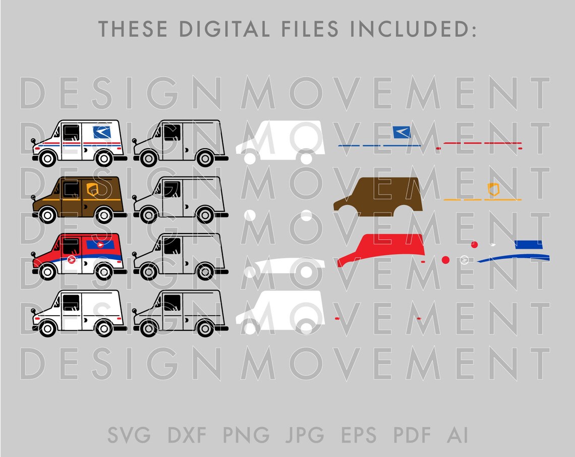 Mail Truck SVG File, Postal Truck SVG, Post Office Clip Art, Delivery ...
