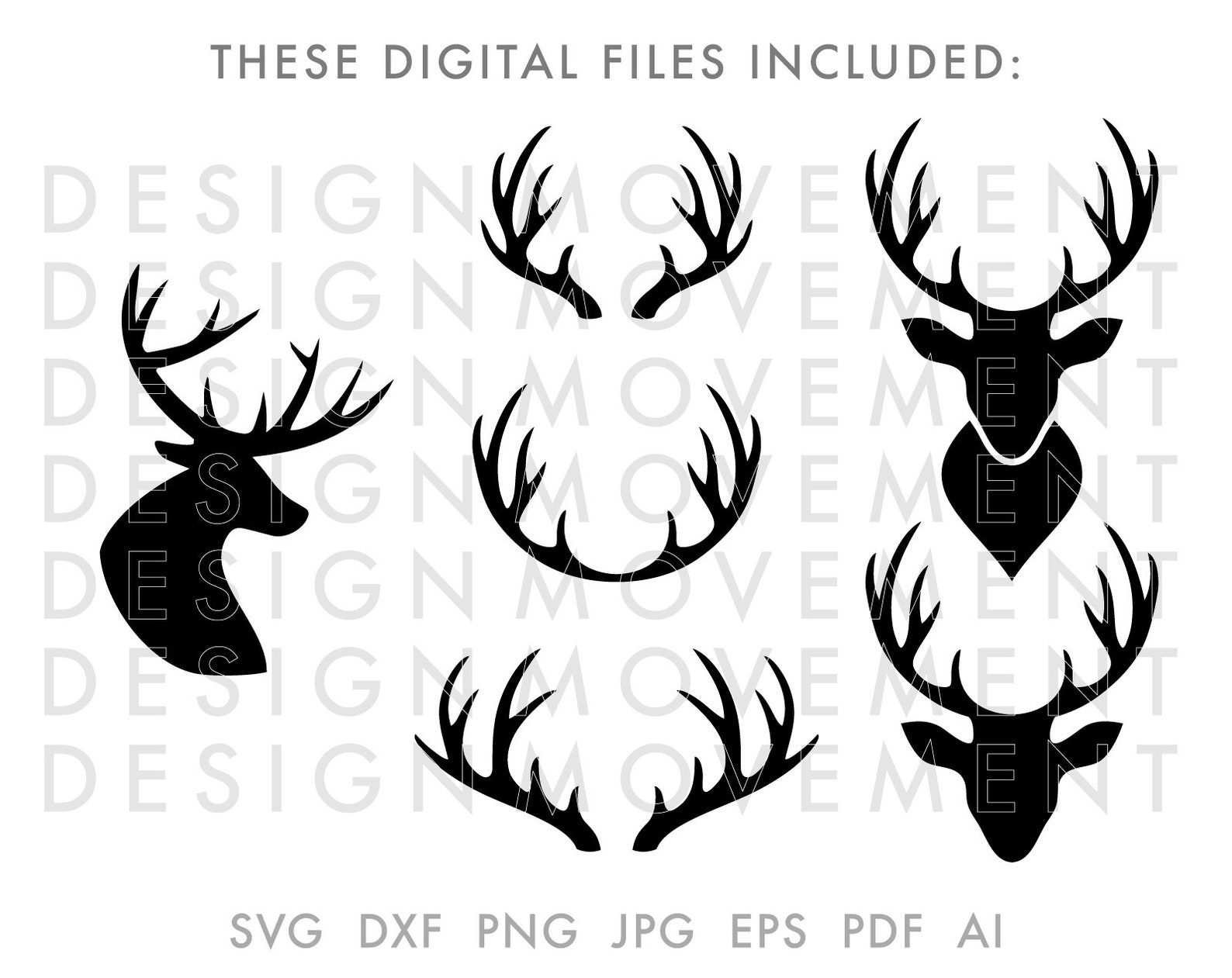 Geweih SVG Hirschgeweih Svg Hirsch Svg Hirsch Kopf Svg | Etsy