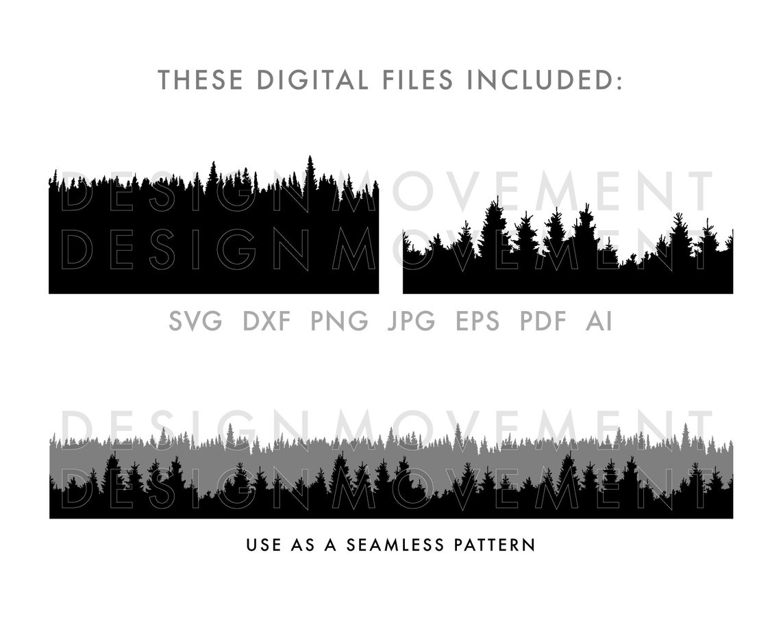 Treeline SVG for Tumblers Tree Line Northern Lights Svg | Etsy