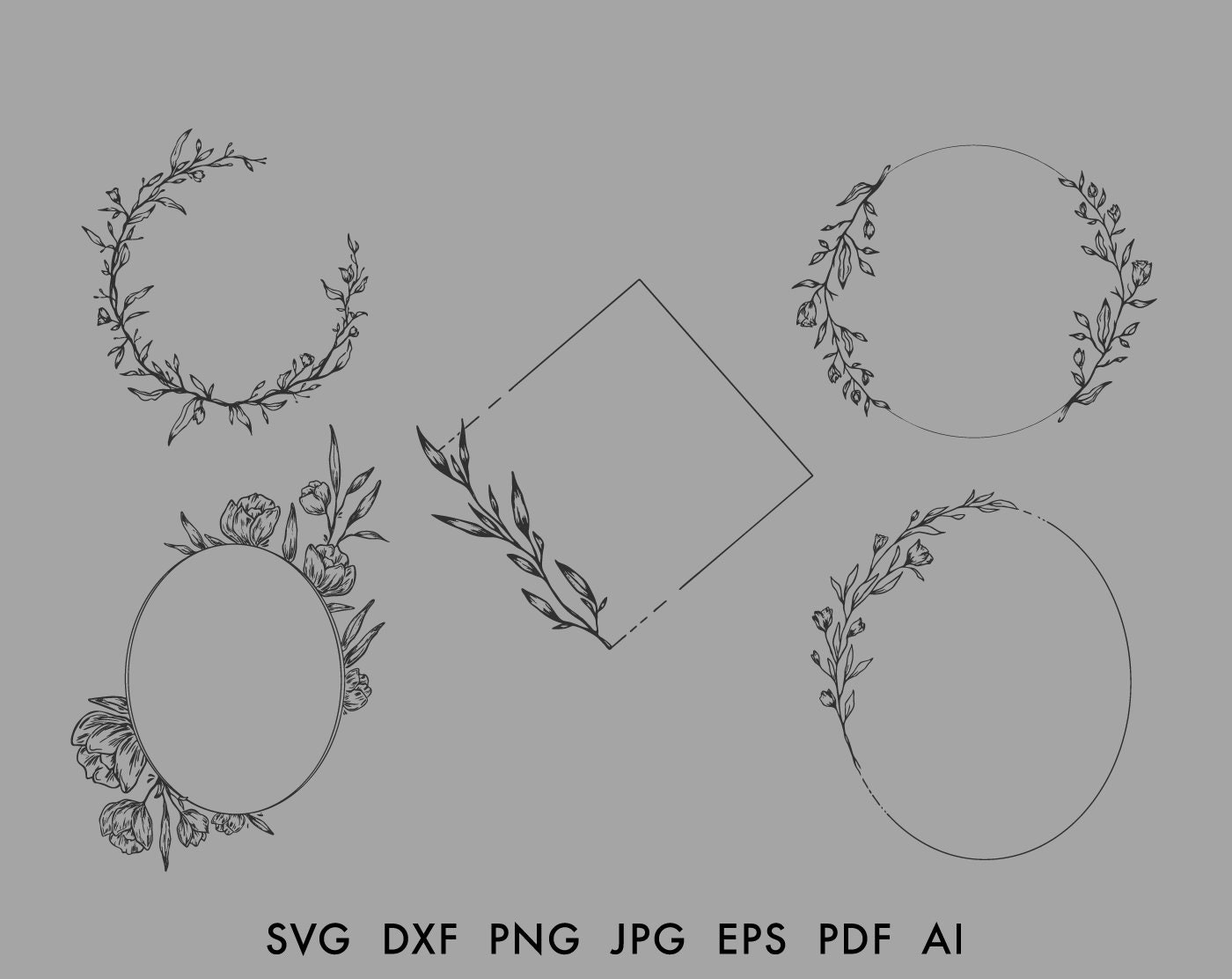 SVG Flower Border Flower Frame SVG Border Svg Frame Svg | Etsy