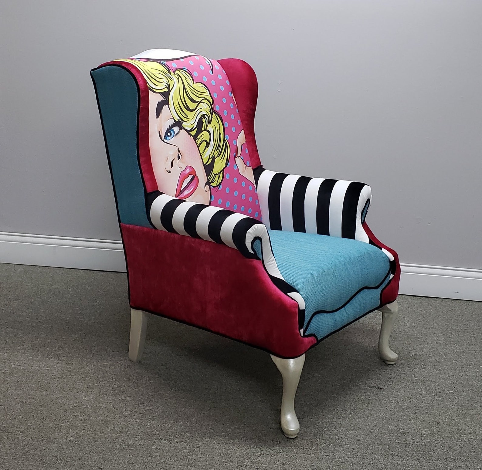 SOLD Pop Art Wingback Chair, Accent Chair, Upholstered Chair - Etsy