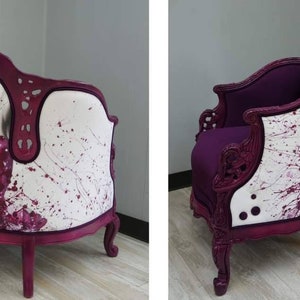 SOLD Vintage Velvet Armchair, Dancer Print, Purple Accent Chair - Etsy