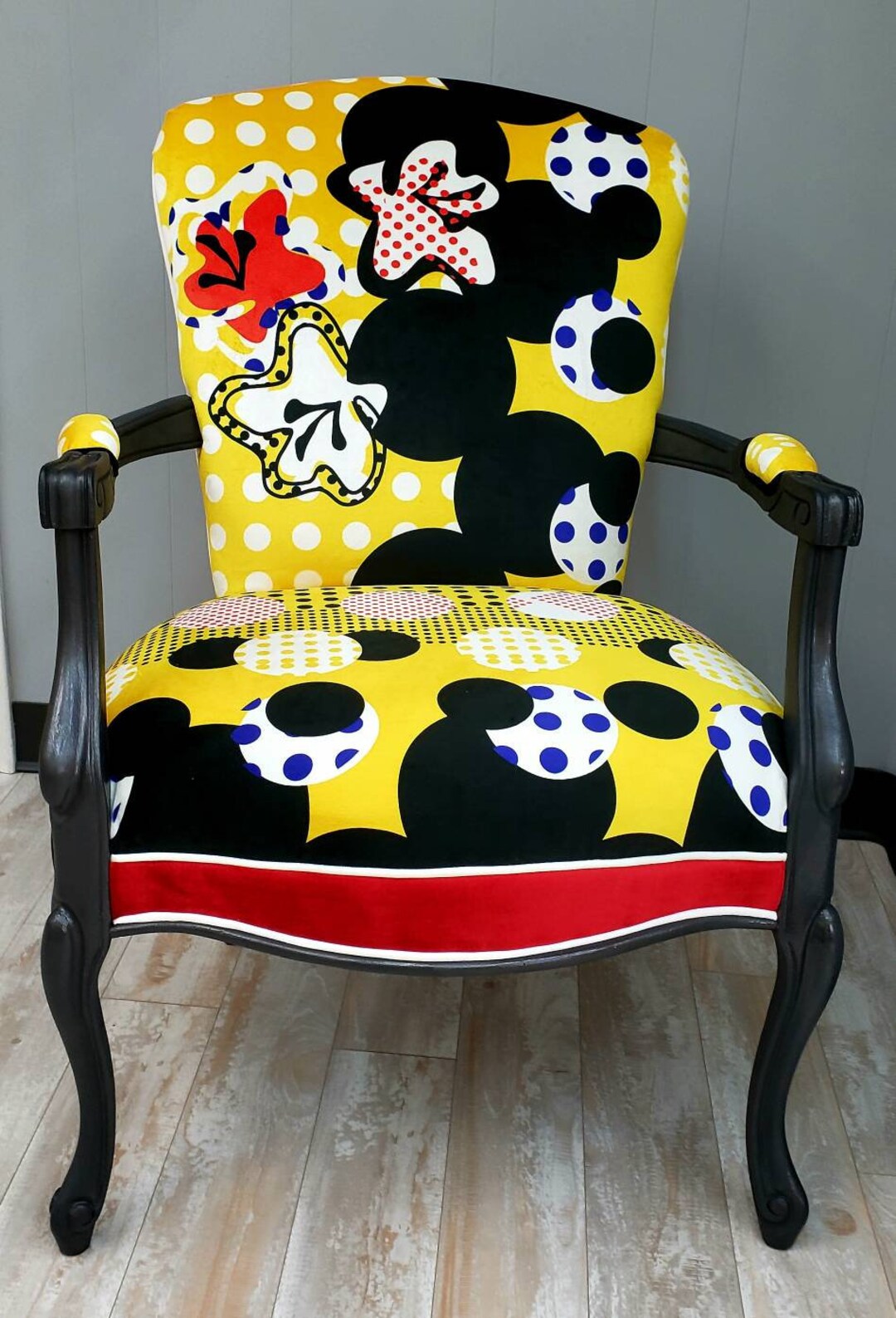 Sold Accent Chair - Hand Crafted Accent Chair Reupholstered Pop Art ...