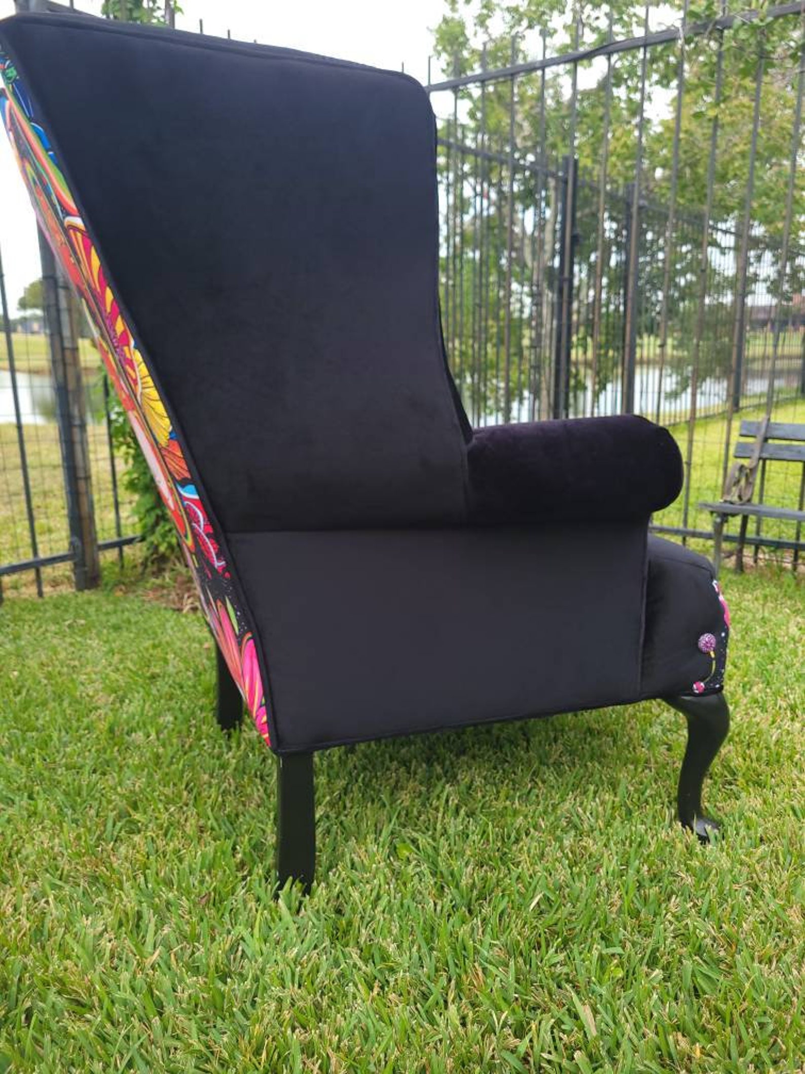 Sold Wingback Chair Upholstered in Psychedelic Magic Mushroom - Etsy