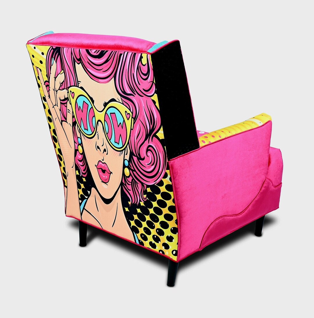 SOLD - Colorful Pop Art Wingback Chair/ Retro Chic Statement Piece ...