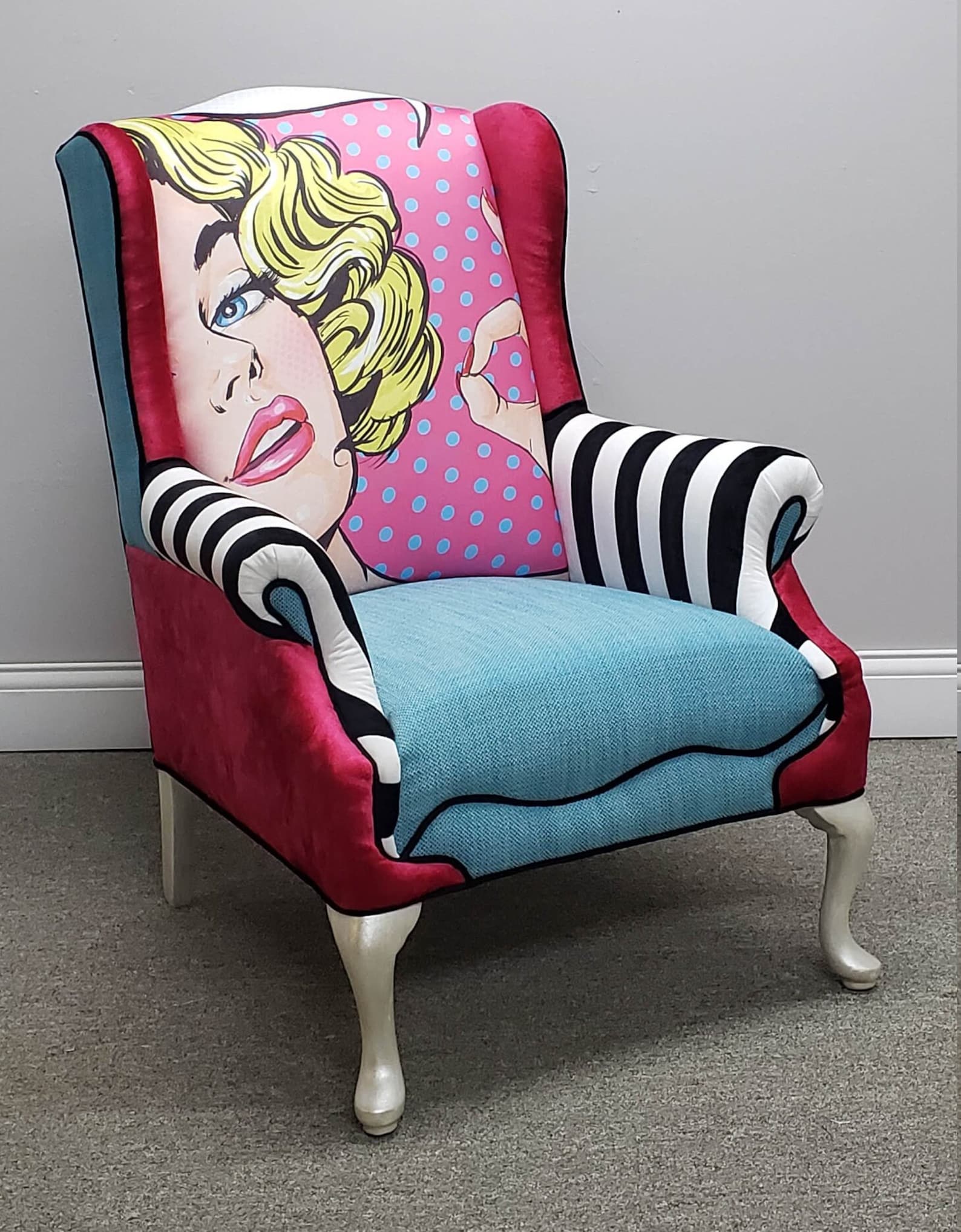 SOLD Pop Art Wingback Chair, Accent Chair, Upholstered Chair - Etsy