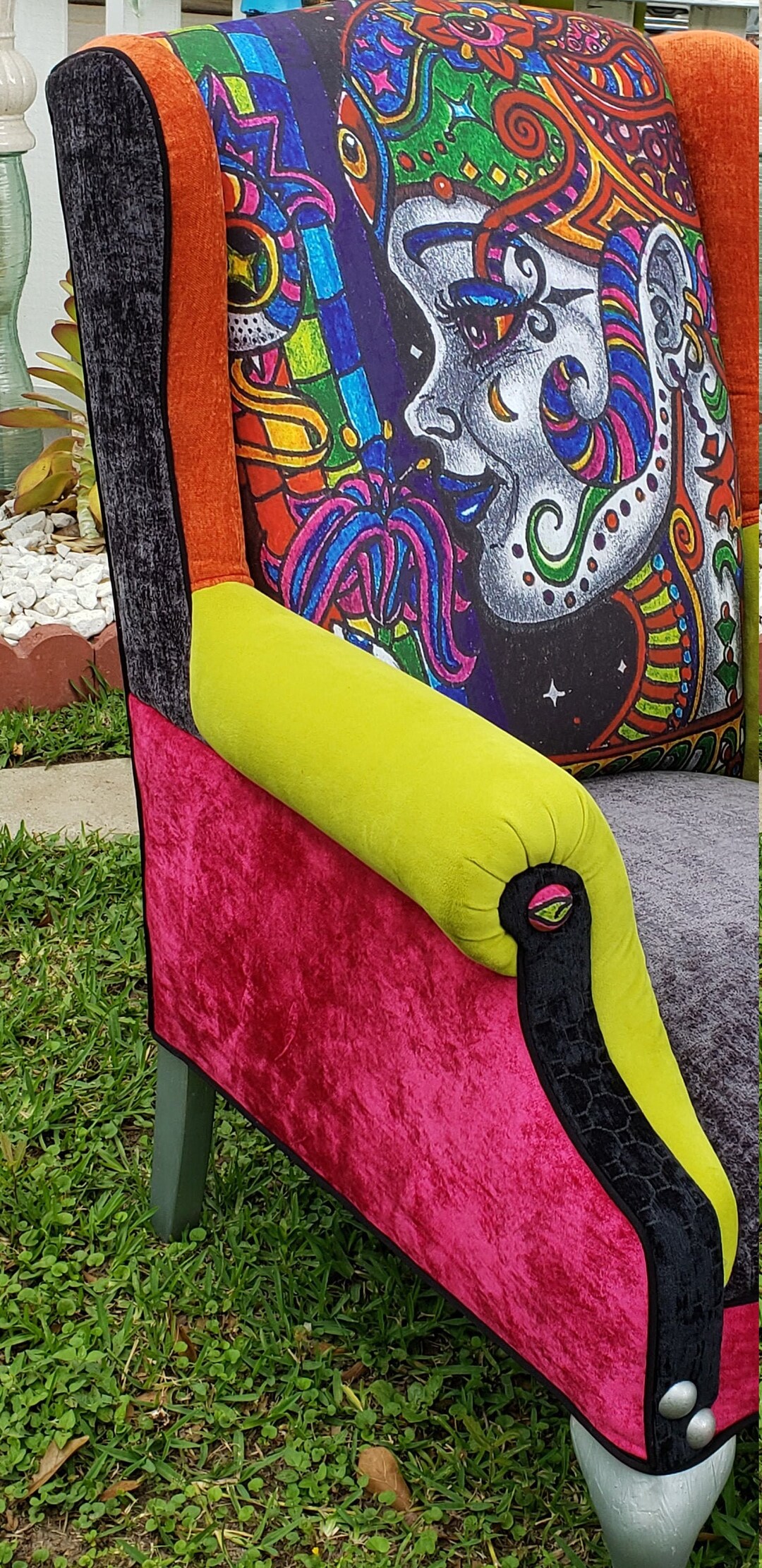 SOLD!!! One of a Kind Accent Chair, Armchair, Wingback Chair, Abstract ...