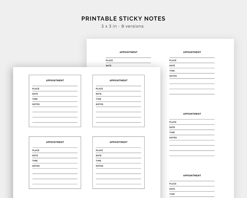 Printable Minimal Sticky Notes 3x3 - Etsy