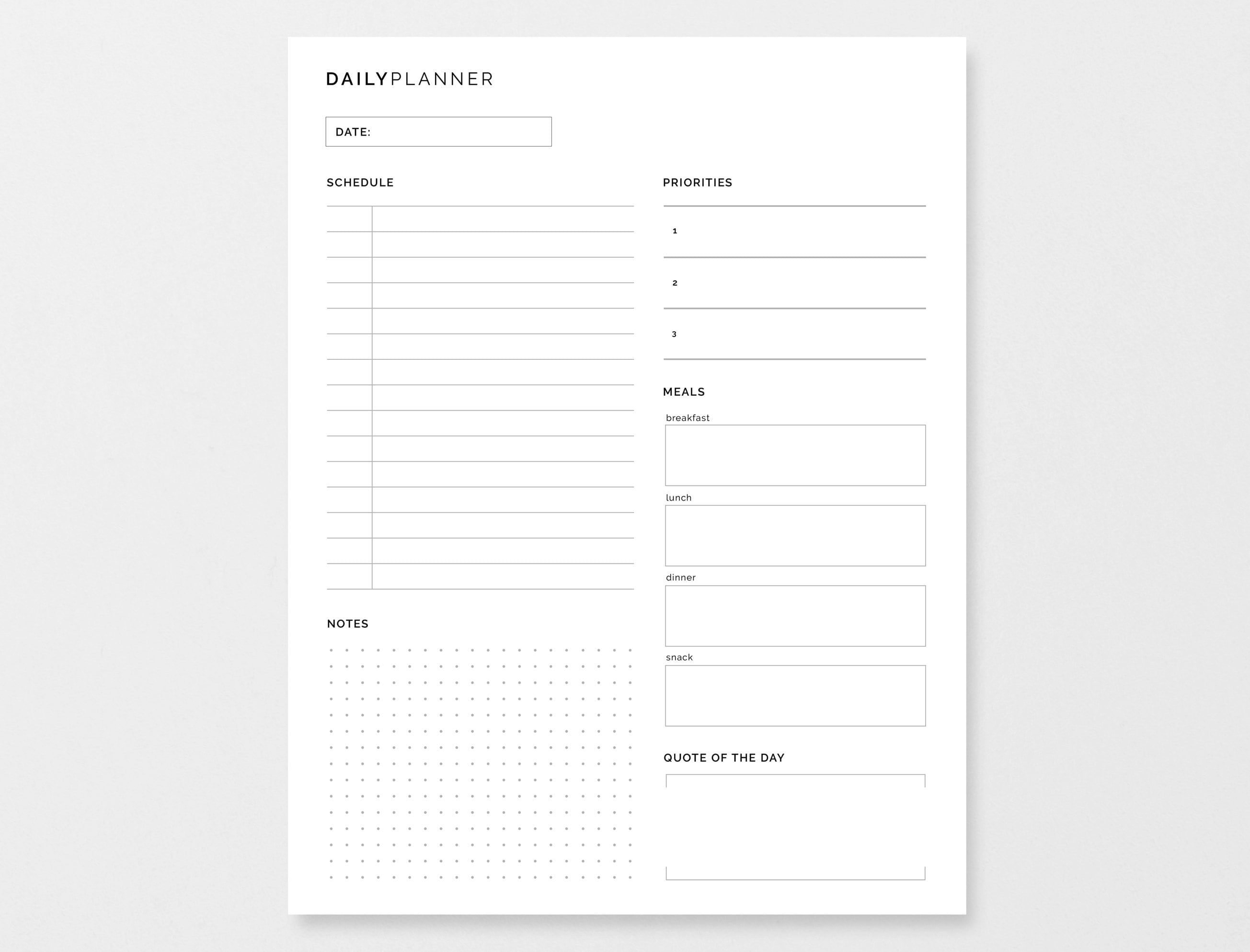 Minimal Blank Printable Daily Planner - Etsy