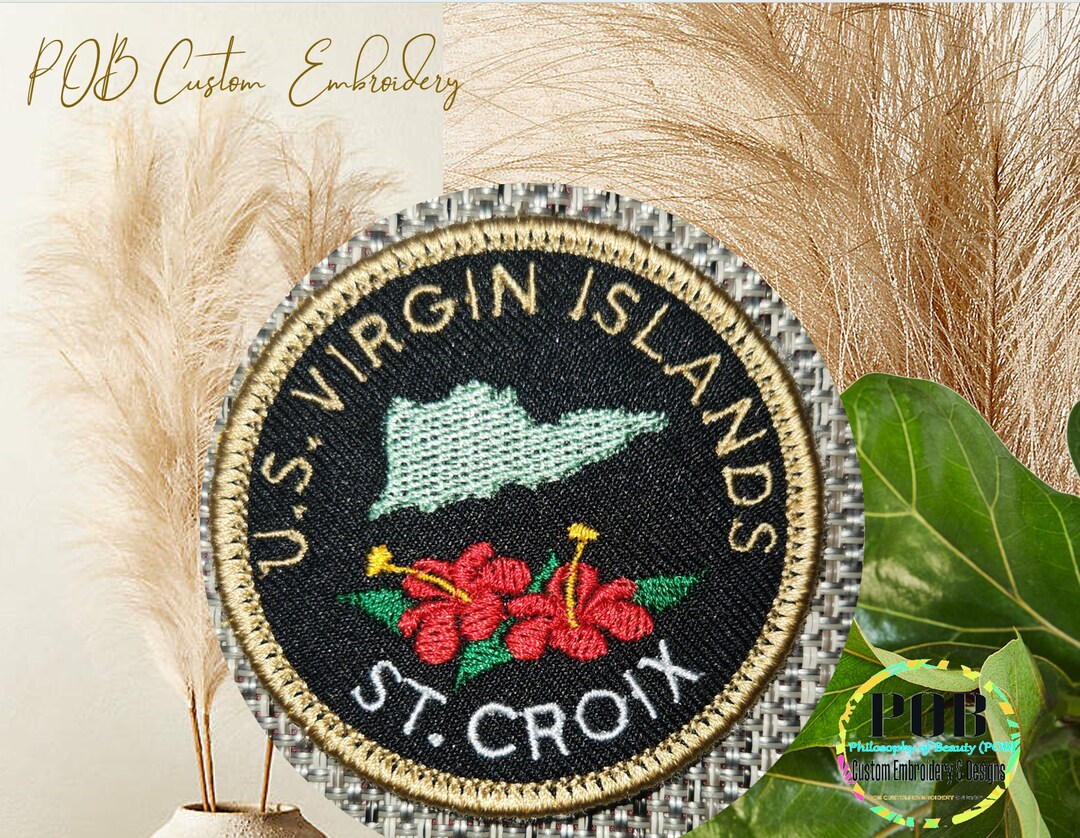 Hibiscus St. Croix Map Patch, US Virgin Islands Patch, Hibiscus Patch ...