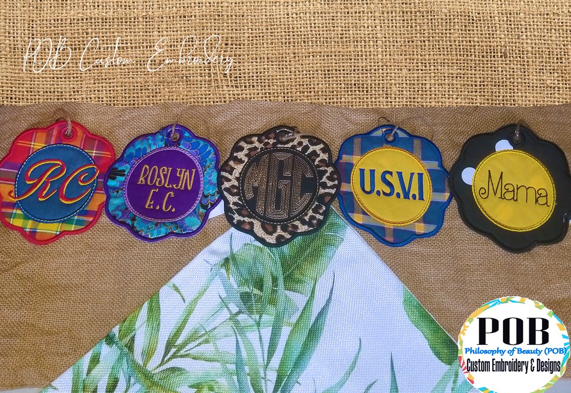 Bag Tag Embroidered Bag Tag Backpack Tag Monogram Tag - Etsy