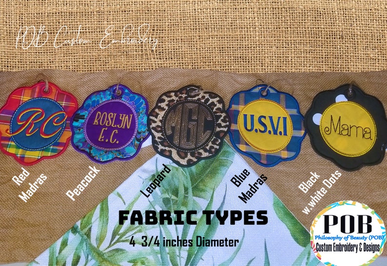 Bag Tag Embroidered Bag Tag, Backpack Tag, Monogram Tag, Diaper Bag Tag ...