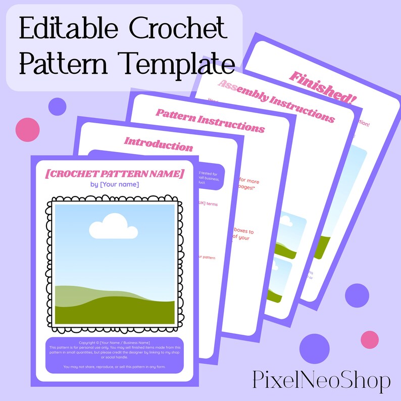 Editable Fun Crochet Pattern Template | Canva Instruction Guide PDF | How to Use Template ...